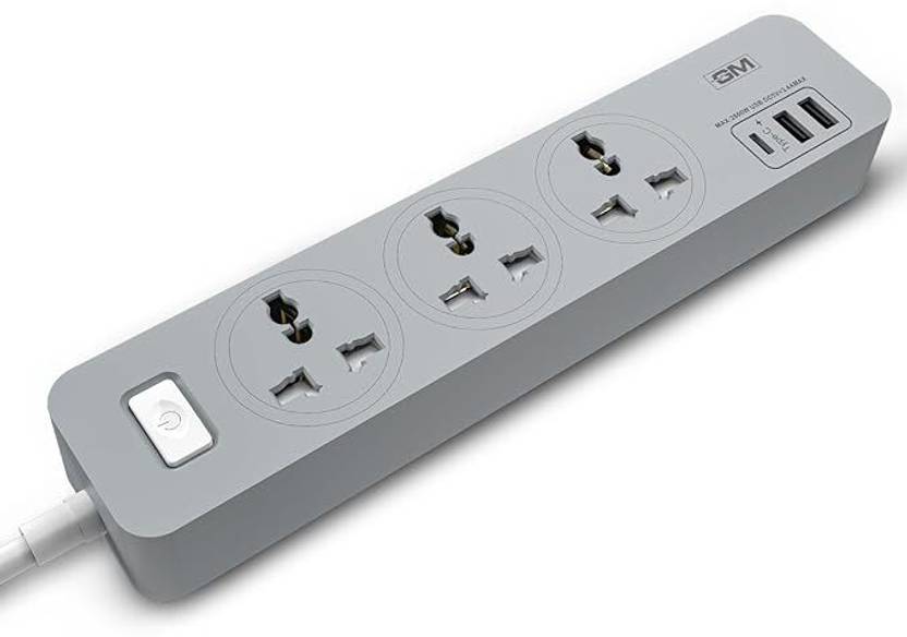 GM 3341 4+1 Power Strip with Master Switch, 3 International Sockets 3 ...
