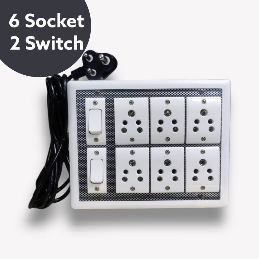 Ziltos 6 & 2 Switch Board with 3 Yard wire 6 Socket Extension Boards ...