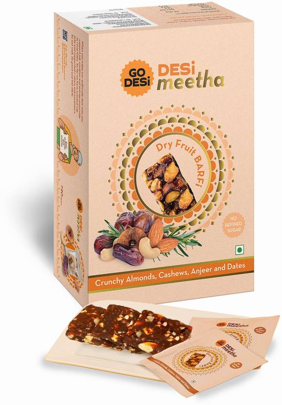 GO DESi Dry fruits Barfi | 20 Individually Wrapped Barfis | Sweets Indian Mithai Box Price in ...