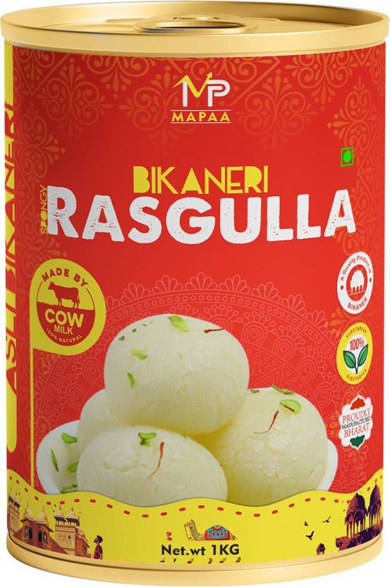 MAPAA Bikaneri Rasgulla 20 Pc 1 KG Pack Tin Price in India - Buy MAPAA ...