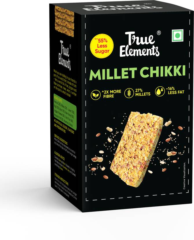 True Elements Millet Chikki (Single Serve 20gm) (Pack of 12) - 240gm ...