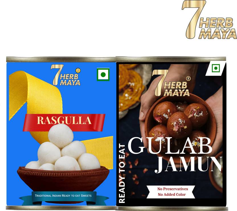 7Herbmaya Gulab Jamun with Rasgulla Sweet | White Spong Rasgulla ...
