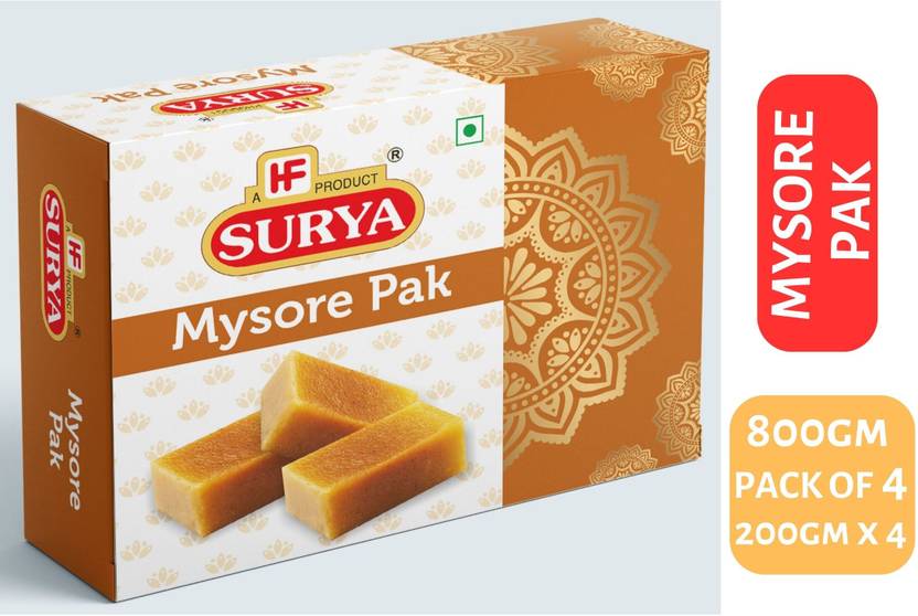 Surya 800gm MYSORE PAK |INDIAN SWEET (PACK OF 4; 200gm each) Box Price ...