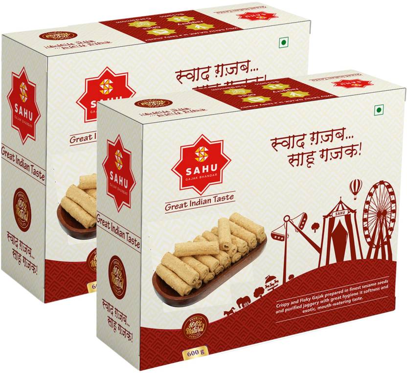 Sahu Gajak Bhandar Gajjak Roll 1200 Gm (2 Pack Each 600g ) Sesame ...