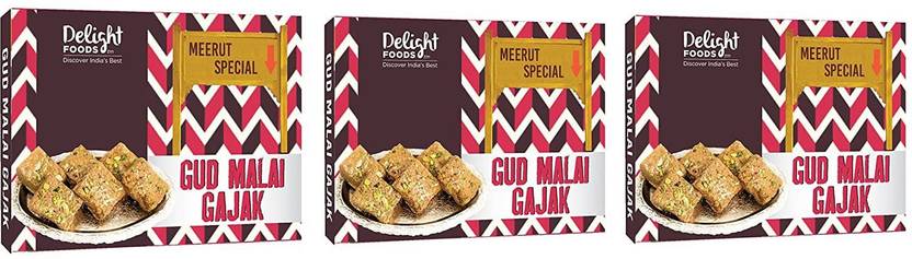 Delight Foods Winter Special Gud Malai Gajak |Pack of 3|- Sesame Ghee ...