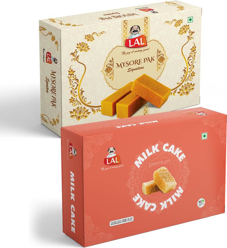 Lal Combo Of Mysore Pak Premium 400g and Milk Cake Premium 400g Box ...