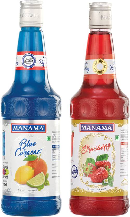 MANAMA Blue Curacao Syrup and Strawberry Syrup, Mixer for Mocktails ...