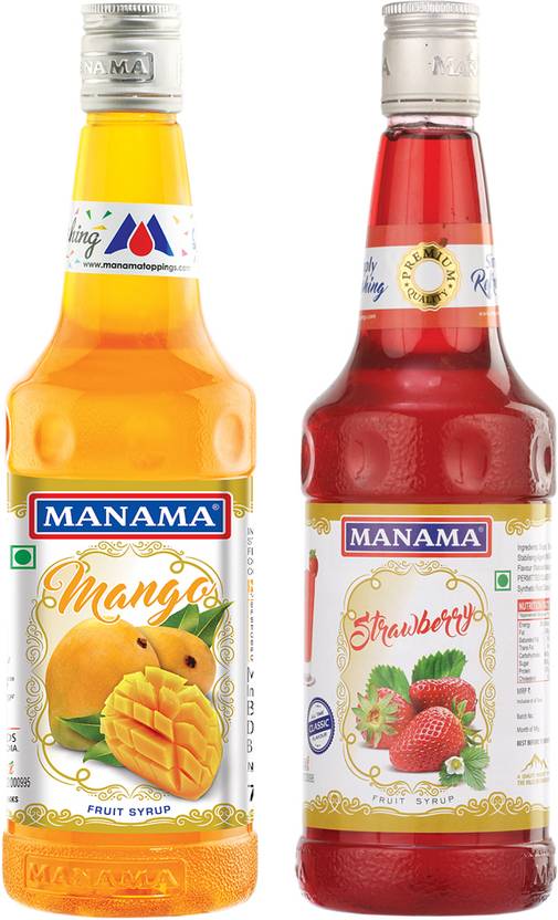 MANAMA Mango Syrup and Strawberry Syrup, Mixer for Mocktails, Cocktails ...