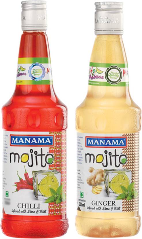 MANAMA Chilli Mojito Syrup and Ginger Mojito Syrup, Mixer for Mocktails ...