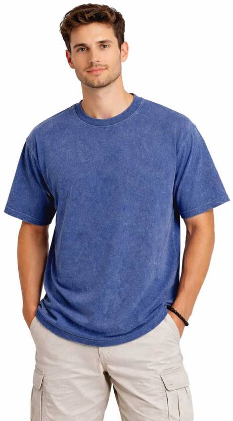 ASTYLE Solid Men Round Neck Navy Blue T-Shirt - Buy ASTYLE Solid Men ...