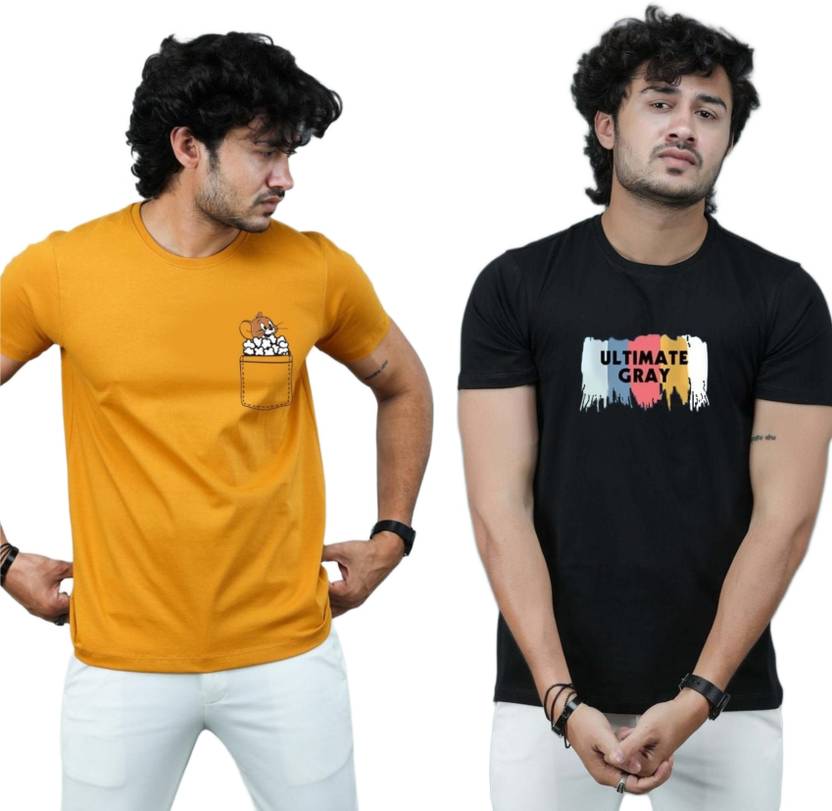 MAYUR CLOTHING Graphic Print Men Round Neck Black, Gold T-Shirt - Buy ...