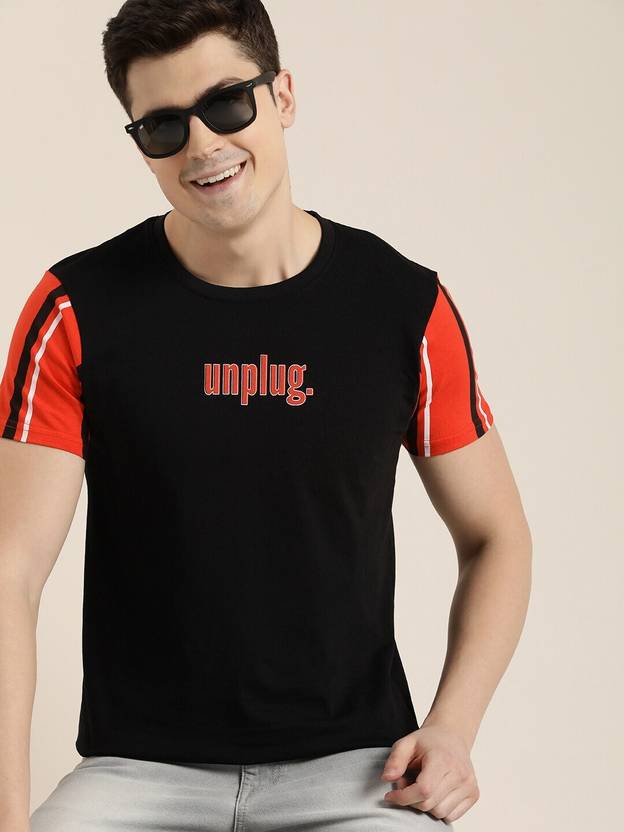 HERE&NOW Typography Men Round Neck Black T-Shirt - Buy HERE&NOW ...