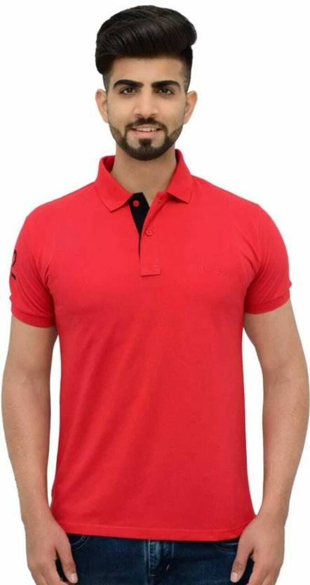 KKJH Solid Men Polo Neck Red T-Shirt - Buy KKJH Solid Men Polo Neck Red ...