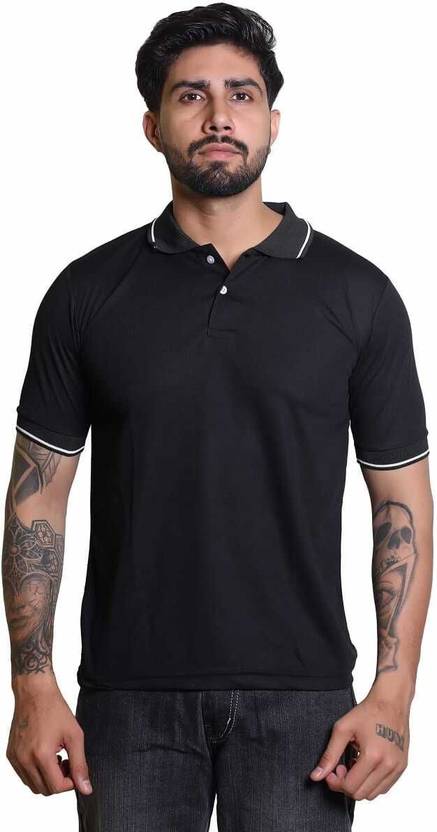 Greeks and turks Solid Men Polo Neck Black T-Shirt - Buy Greeks and ...
