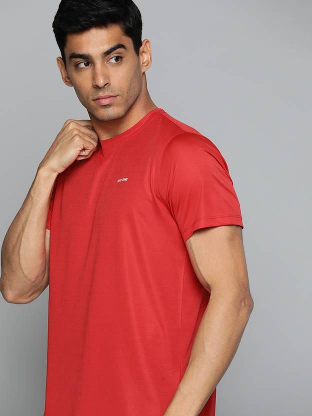 HRX by Hrithik Roshan Solid Men Round Neck Red T-Shirt - Buy HRX by ...