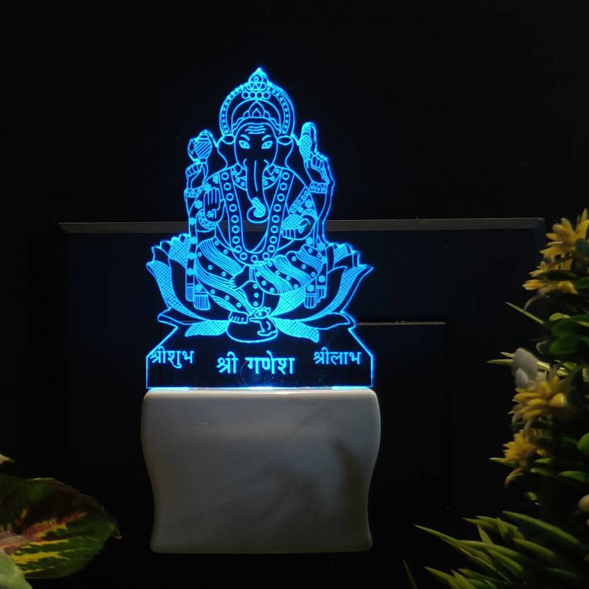Gadgets World SHREE GANESH Acrylic 3D Illusion RGB 7 Colour Changing ...