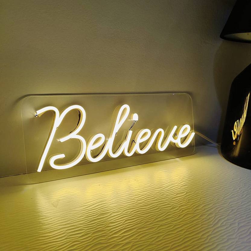 Neon Sign India Believe Neon Sign (6x12 inches)Lights Neon LED Light ...
