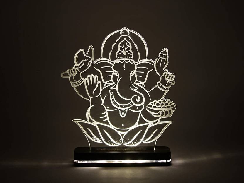MY HAUL STORE Transparent ganesh ji Design Personalized 3D LED Lamp ...