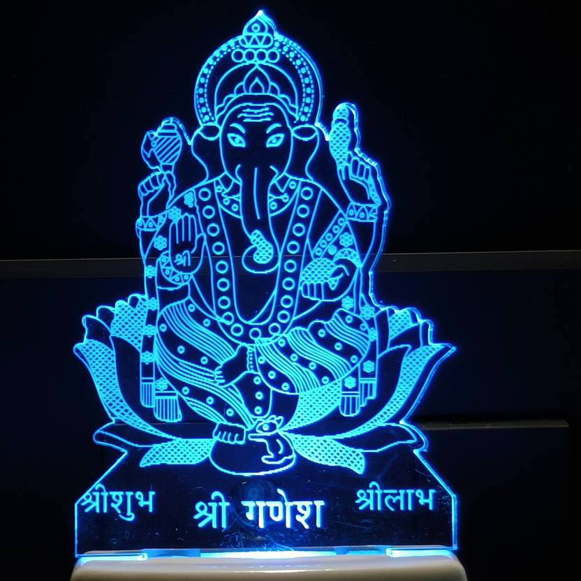 Talgo SHREE GANESH Acrylic 3D Illusion RGB 7 Colour Changing LED Plug n ...