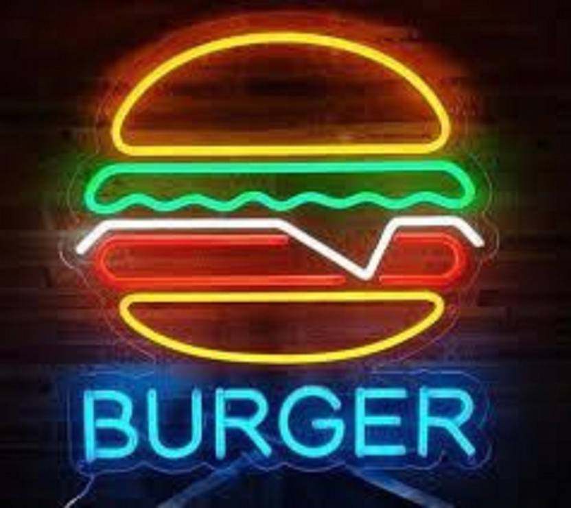 AS GLOWSIGNS Cheese Burger Multicolour Neon LED Light Size (36 X 36 ...