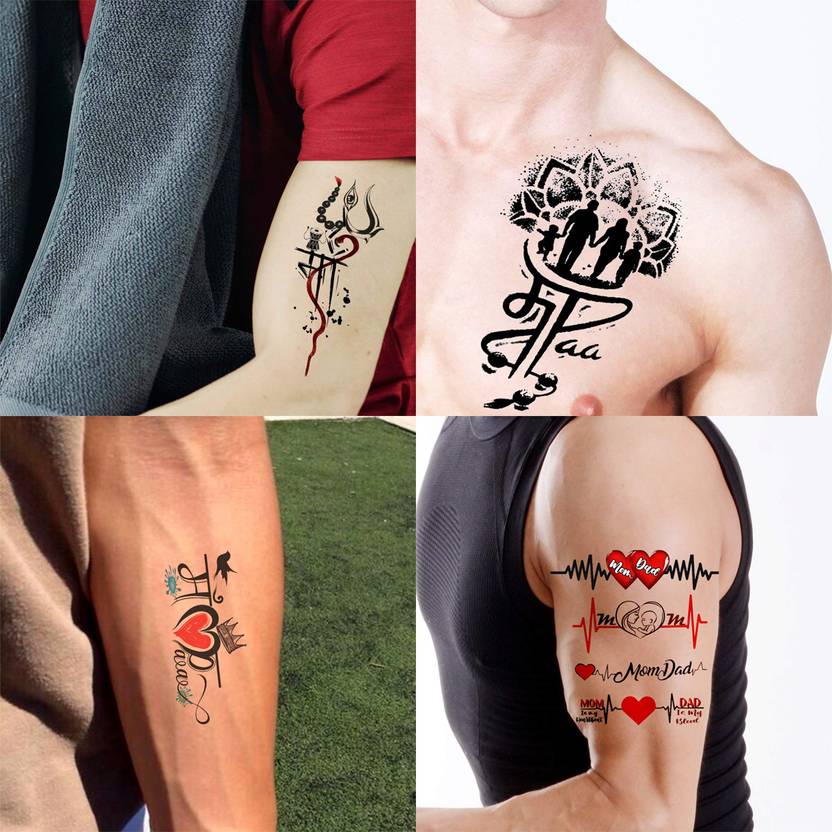 Ordershock Ordershock Maa Trishul With Heart line Pack of 4 Temporary ...