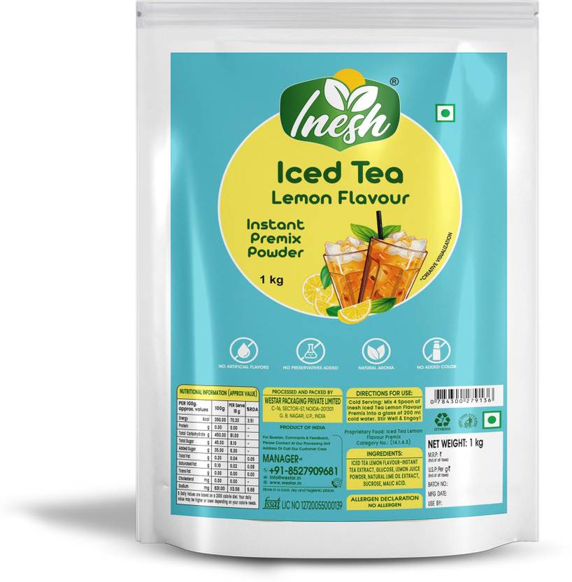 inesh Iced Tea Lemon Flavour Instant Premix Powder Pouch 1 kg Iced Tea ...