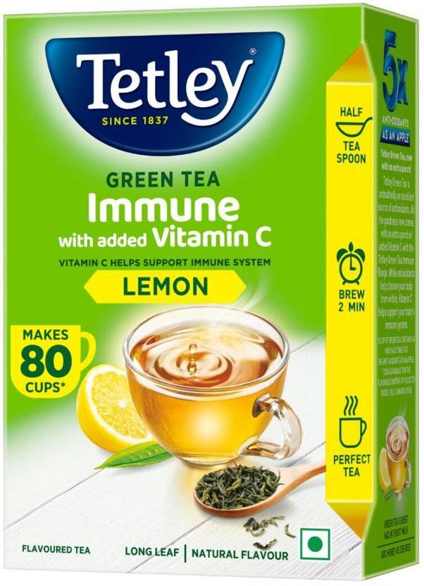 Tetley Green Tea Long Leaf Immune, With Added Vitamin C Lemon Green Tea ...