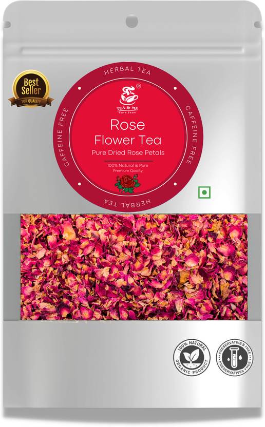 tea & me Dried Rose Petals, Rich In Vitamin C Rose Flower Tea, Gulab ...