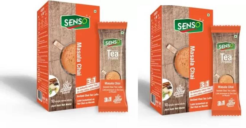 Senso Instant Masala Tea Premix Cardamom Elaichi 1 Min Chai Assam Tea 10 Sachets Tea Box