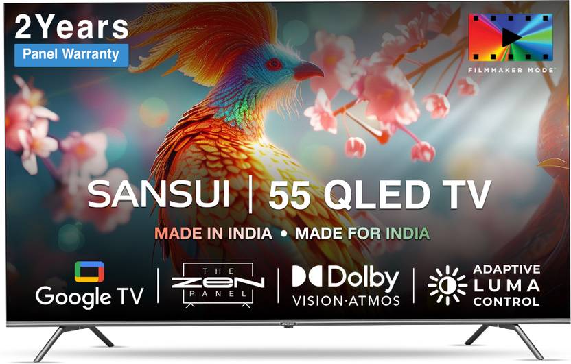 Sansui 140 cm (55 inch) QLED Ultra HD (4K) Smart Google TV with IPS Display | Dolby Vision ...