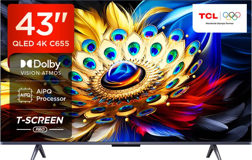 TCL C655 108 cm (43 inch) QLED Ultra HD (4K) Smart Google TV with T ...