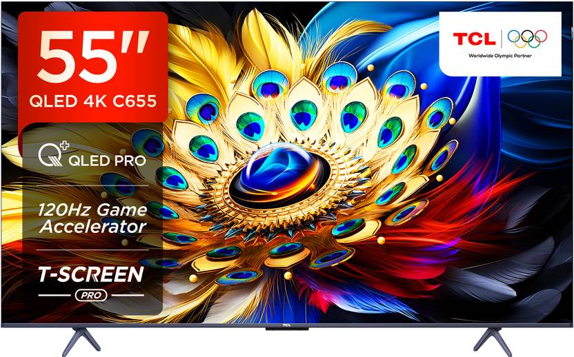 TCL C655 139 cm (55 inch) QLED Ultra HD (4K) Smart Google TV with T ...