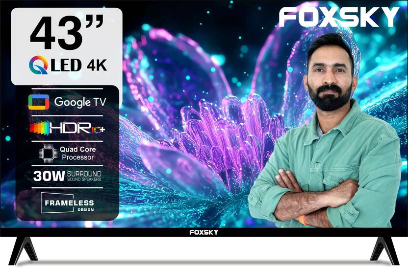 Foxsky 109 cm (43 inch) QLED Ultra HD (4K) Smart Google TV with Dolby ...