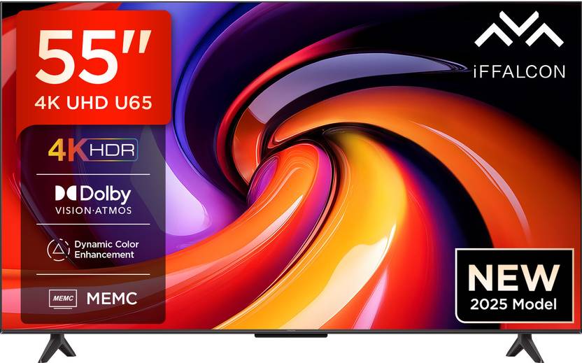 iFFALCON by TCL U65 138 cm (55 inch) Ultra HD (4K) LED Smart Google TV 2025 Edition with MEMC ...