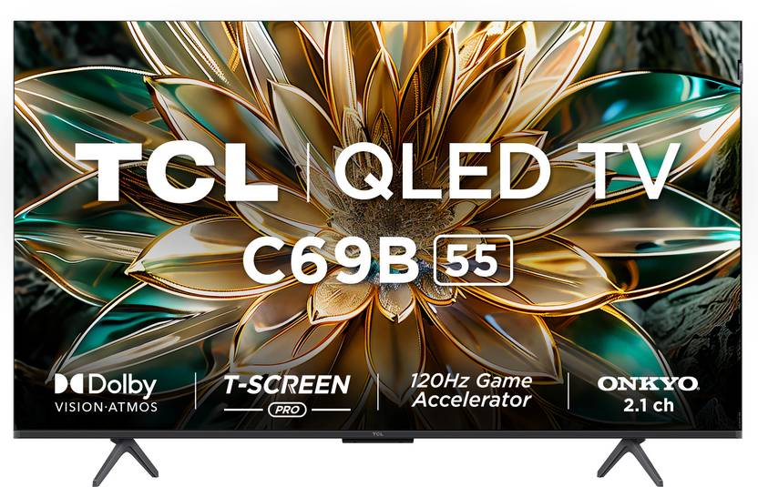 TCL C69B 139 cm (55 inch) QLED Ultra HD (4K) Smart Google TV with Dolby Atmos 35W, ONKYO 2.1ch ...