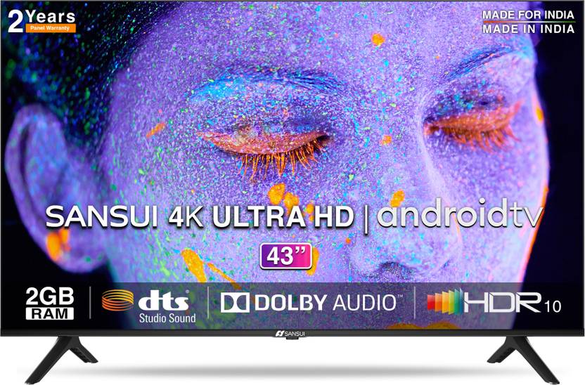 Sansui 109 cm (43 inch) Ultra HD (4K) LED Smart Android TV with Dolby ...