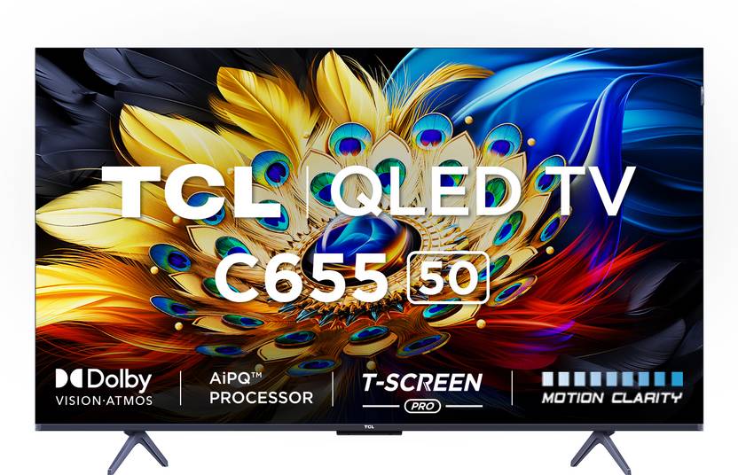 TCL C655 126 cm (50 inch) QLED Ultra HD (4K) Smart Google TV T-SCREEN ...