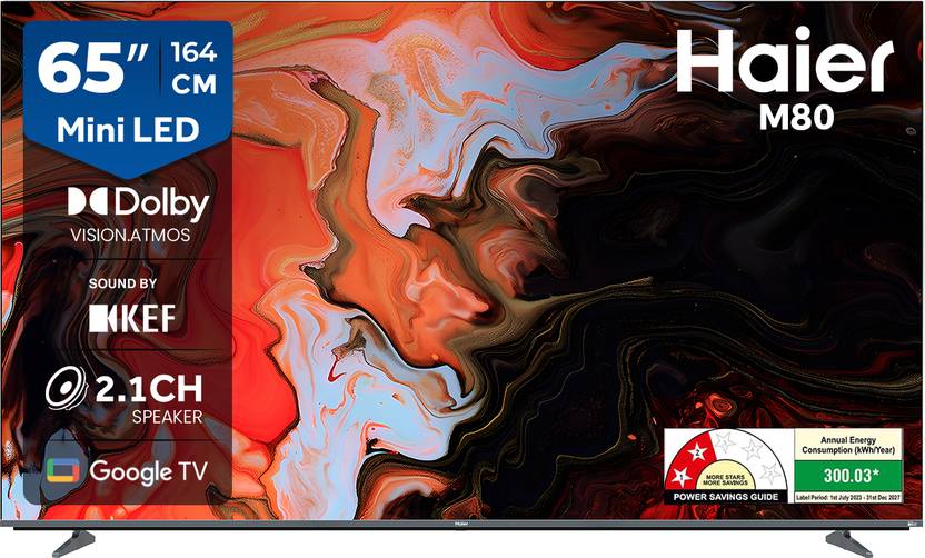 Haier M80 165 cm (65 inch) Ultra HD (4K) Mini LED Smart Google TV 2025 Edition with Dolby Vision ...