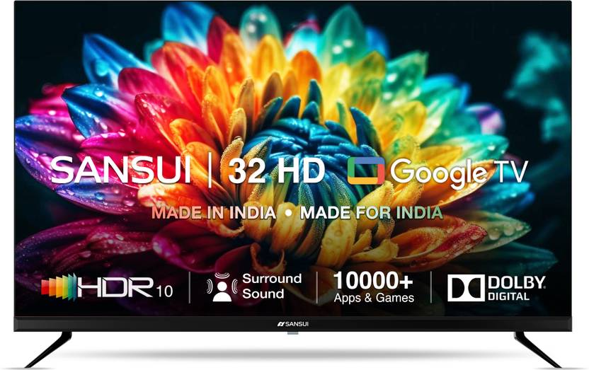 Sansui 80 cm (32 inch) HD Ready LED Smart Google TV with Dolby Digital ...