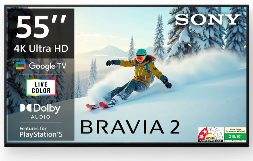 SONY Bravia 2 138.8 cm (55 inch) Ultra HD (4K) LED Smart Google TV with Feature for PlayStation ...