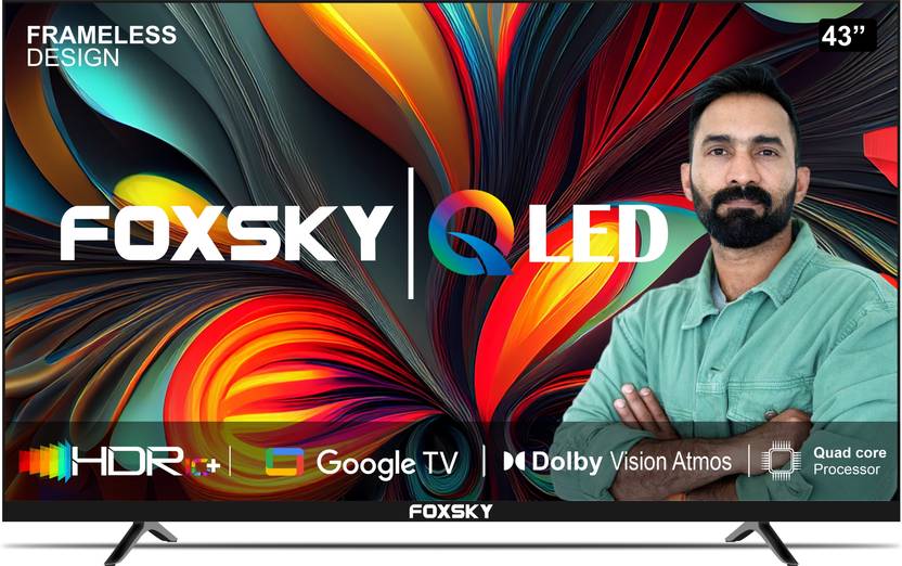 Foxsky 109 cm (43 inch) QLED Ultra HD (4K) Smart Google TV with Dolby ...
