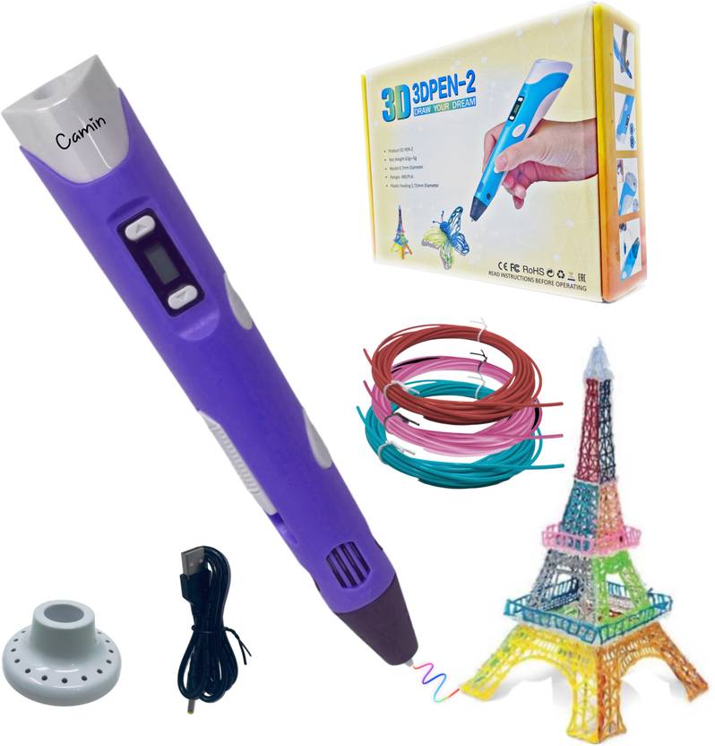 camin 3D Pen| 3D Pen with USB Cable| 3D Pen for Kids (3 Color PLA ...
