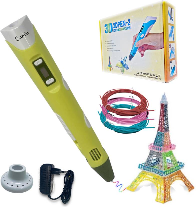 camin 3D Pen| 3D Pen with Adapter| 3D Pen for Kids (3 Color PLA ...
