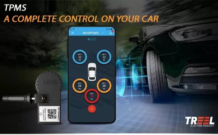 TREEL TPMS Smart Tyre Pressure Gauge 4 TPMS New Gen 2023 Version 2.0 ...