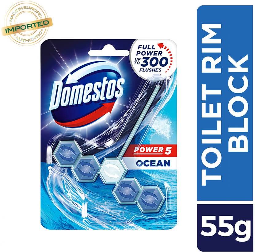 Domestos Power 5 Toilet Cleaner Rim Block, Ocean Scent, Clean Toilet ...