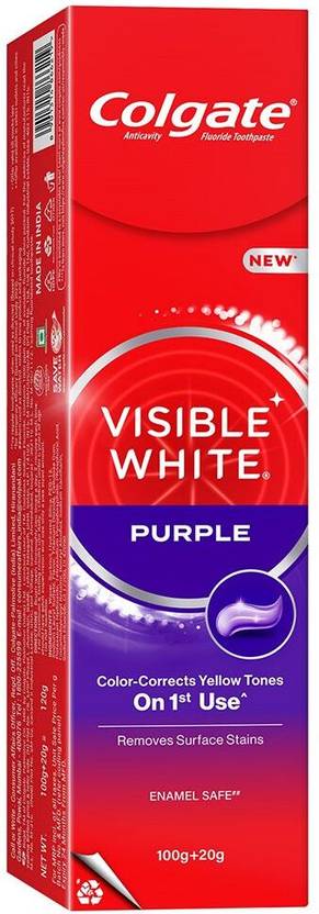 Colgate Visible White Purple Toothpaste, Color-Corrects Yellow Tones on ...