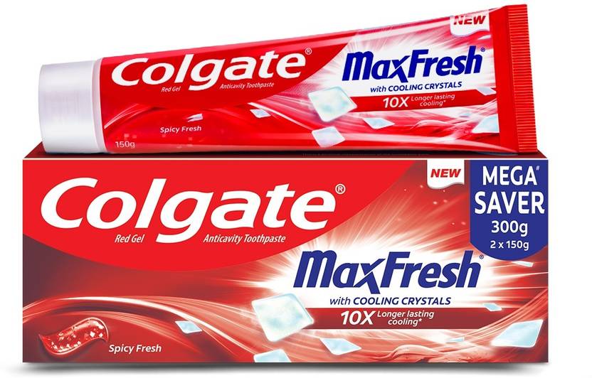 Colgate MaxFresh Toothpaste, Red Gel Paste with Menthol - Spicy Fresh ...