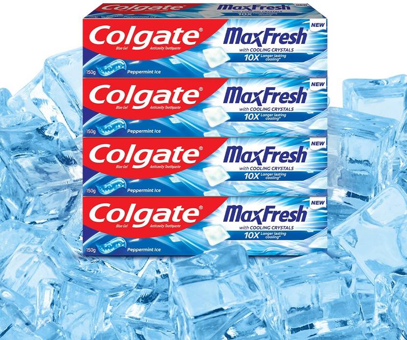 Colgate MaxFresh Toothpaste, Blue Gel Paste with Menthol - Peppermint ...