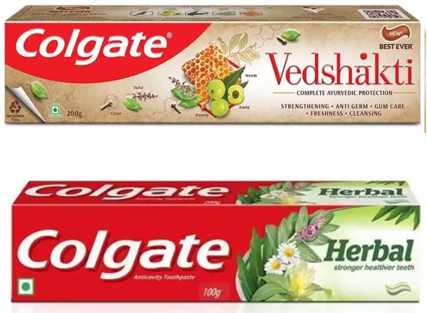 Colgate Herbal Anticavity And Swarna Vedshakti Ayurvedic Toothpaste ...