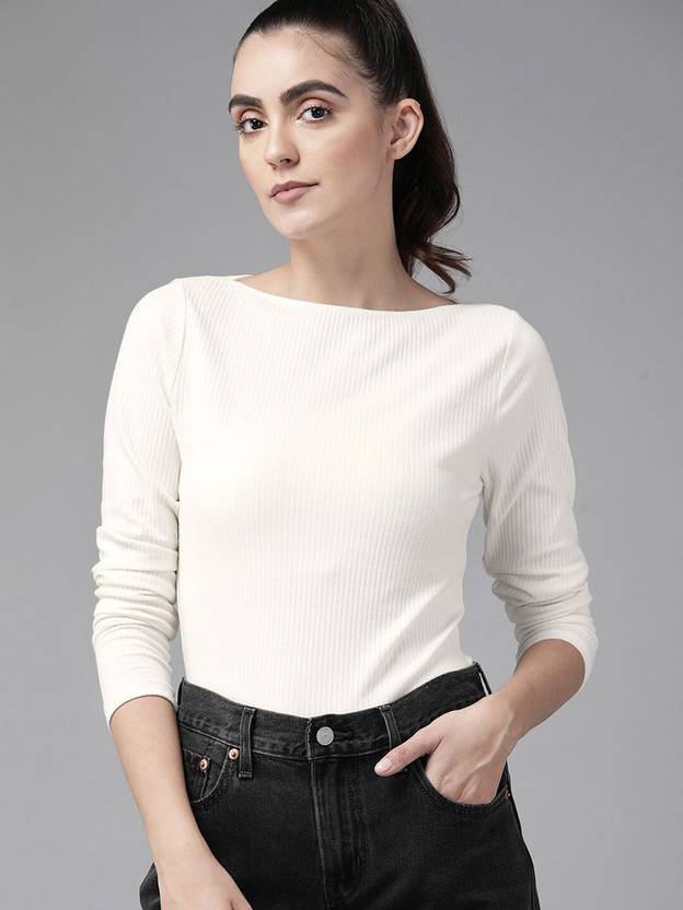 Roadster Casual Solid Women White Top - Buy Roadster Casual Solid Women ...